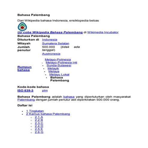 Bahasa palembang | DOCX