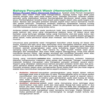 Obat wasir stadium 4 yang sudah parah | PDF