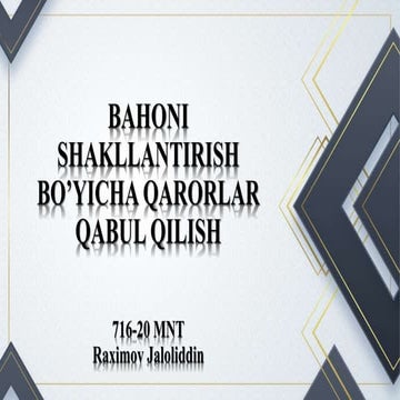 Bahoni shakllantirish bo’yicha qarorlar qabul qilish.pptx