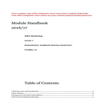 module handbook MBA Marketing | DOC