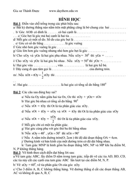 Hệ thống kiến thức hình học THCS (cấp 2) | PDF