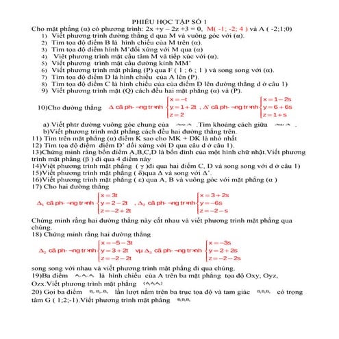 Bai tap hinh hoc giai tich trong khong gian | DOC