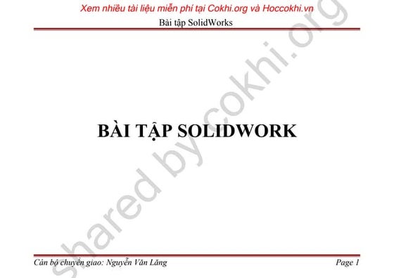Bài tập Solidworks từ căn bản đến nâng cao - bai-tap-solidworks | PDF