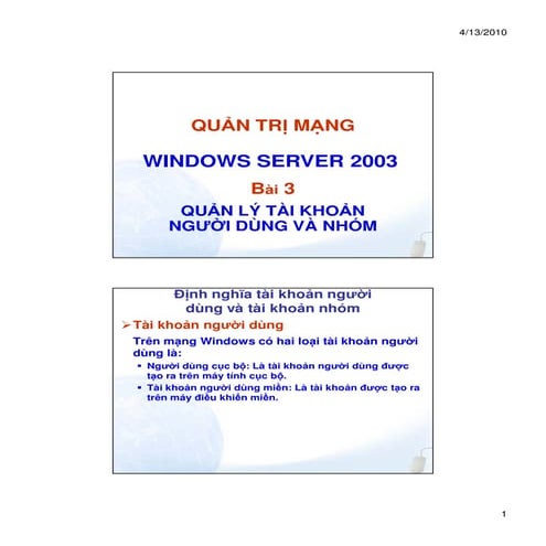 Bai 03 quan ly tai khoan nguoi dung | PDF