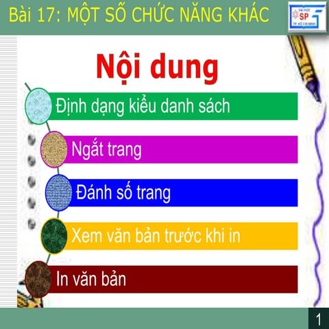BÀI 17: MỘT SỐ CHỨC NĂNG KHÁC | PPT