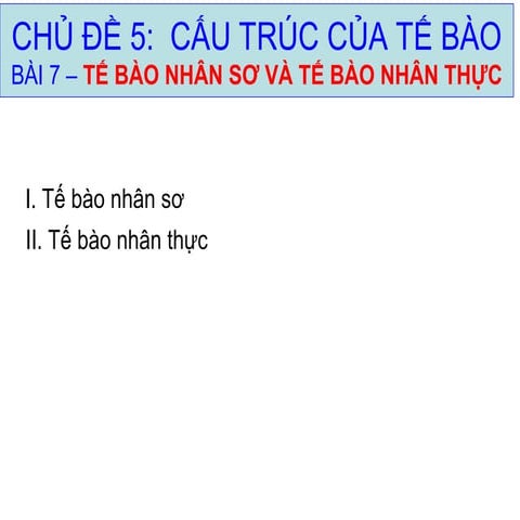 Bai 7. Cau truc cua te bao. Te bao nhan so va nhan thuc | PPT