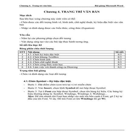 Bai giang ms word [chuong 04] | PDF