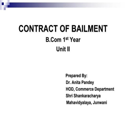 The Contract of Bailment | PPT