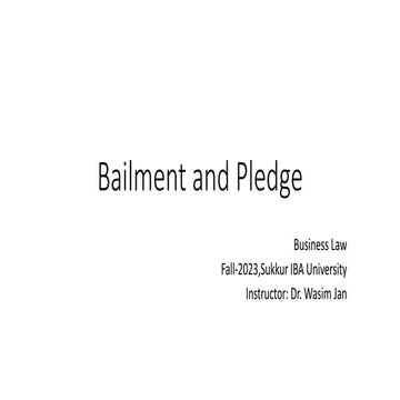 The Contract of Bailment | PPT
