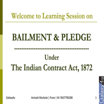 Bailment and Pledge | PPT