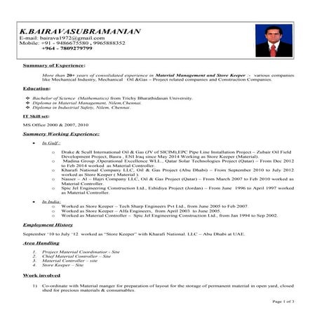Bairavan resume 2014 ds | DOC