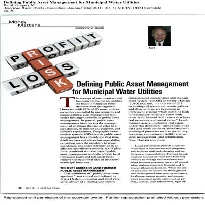Baird (2010) defining public asset management for municipal water ...