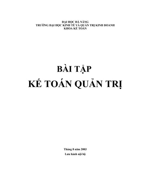Bài tập kế toán quản trị có đáp án | DOC