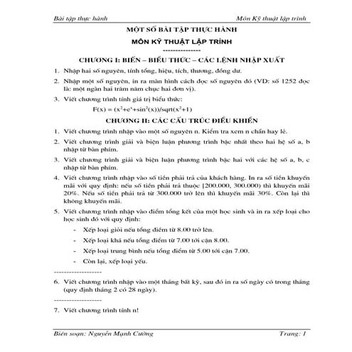 Bai tap c++ | PDF