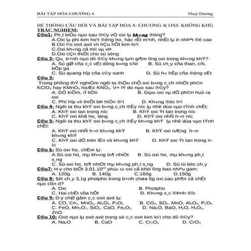 Bai tap hoa 8 chuong 4 | PDF