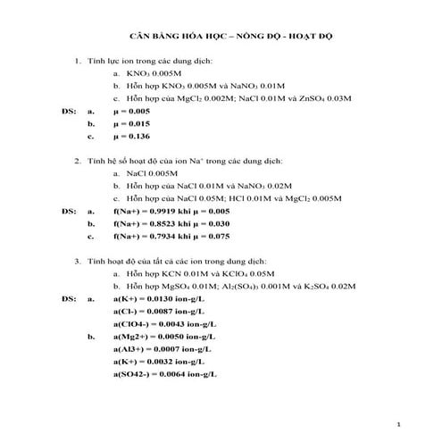 Bai tap hoa phan tich 1 + dap so (hk1 2014) | PDF