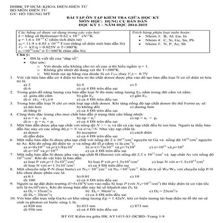 Vat Ly Ban Dan (Bai tap on thi gk ) | PDF