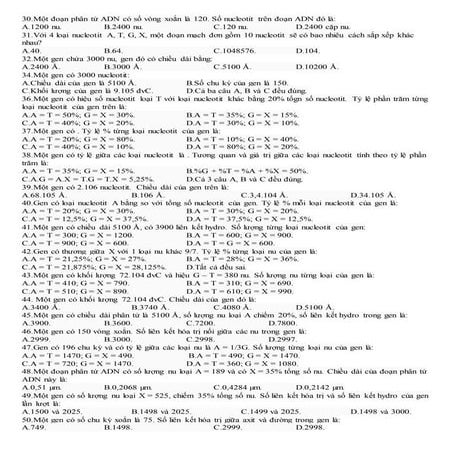 Bai tap sinh hoc phan tu | DOCX