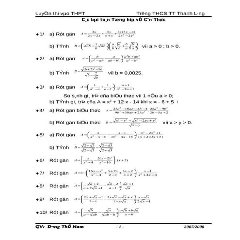 Bai tap ve can thuc bac hai | PDF