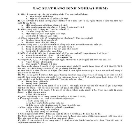 Bai tap xac suat bang dn | PDF
