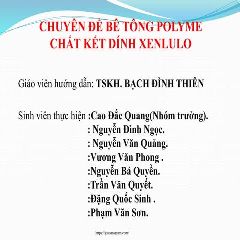 Chuyên đề Bê tông Polyme - Chất kết dính Xenlulo | PDF