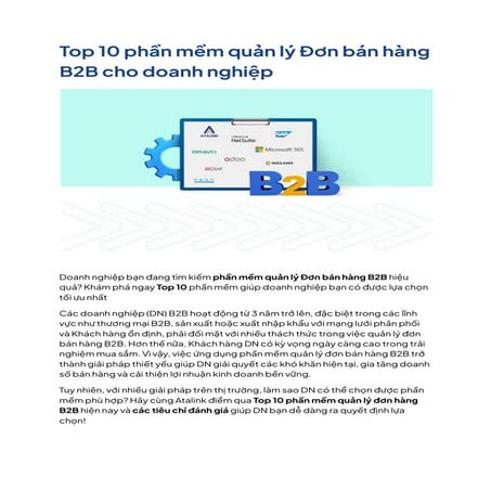 Top 10 phần mềm quản lý Đơn bán hàng B2B cho doanh nghiệp_Atalink | PDF
