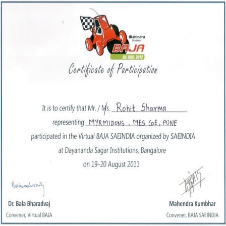 Baja SAE India 2012 | PDF