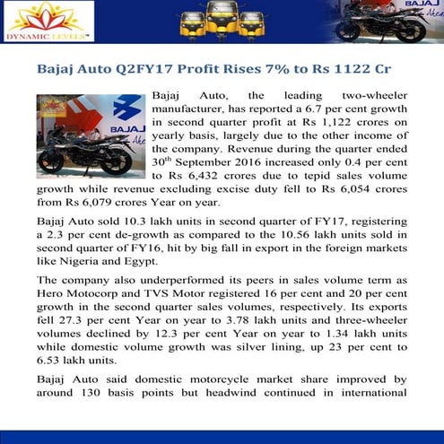 Presentation on BAJAJ Auto Ltd. | PPTX