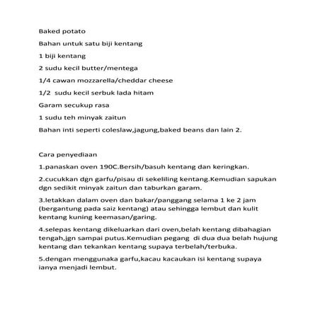 resepi Baked potato | DOC