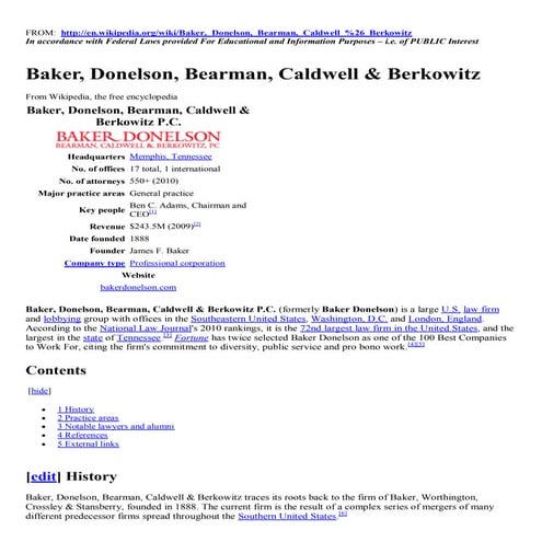 Baker donelson wikipedia info | PDF