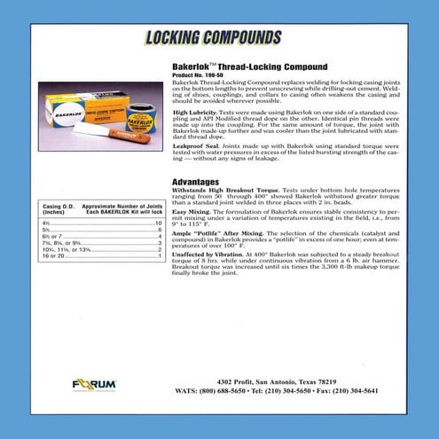 Bakerlok thread locking compound data sheet | PDF