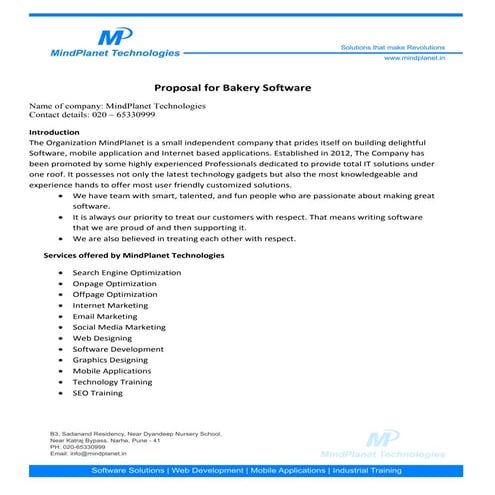 Bakery software proposal | PDF