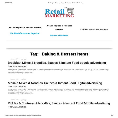 Baking and desert items | PDF | Food Industry | Industries