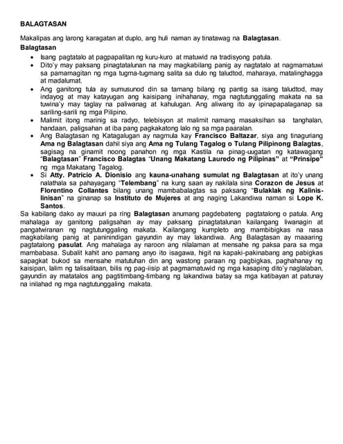 BALAGTASAN | PPTX