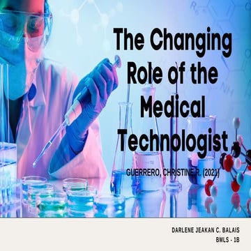 The Changing Role of the Medical Technologist | PDF