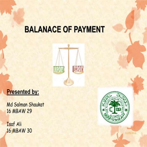 Balanace of payment | PPTX