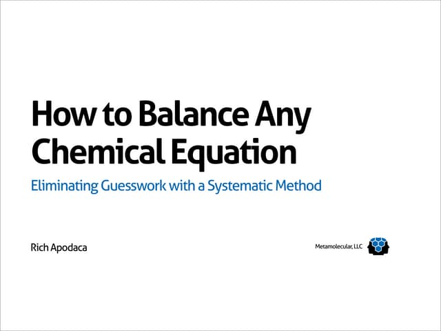 Balancing chemical equation | PPTX