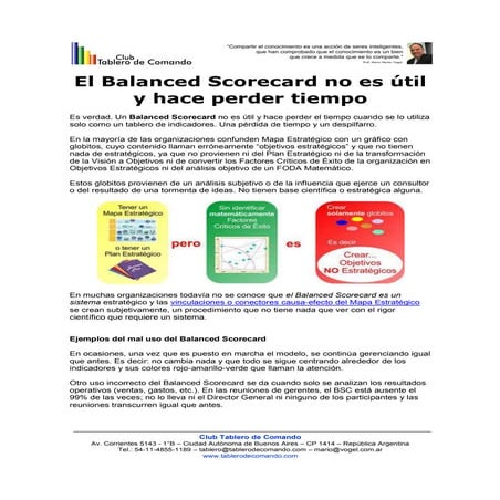 Los 6 beneficios del Balanced Scorecard | PDF