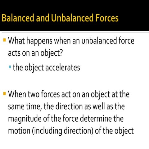 Balanced and Unbalanced Forces | PPT