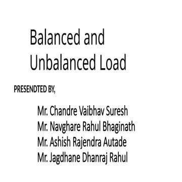 Balanced and Unbalanced Load diiploma porjct reports | PPT