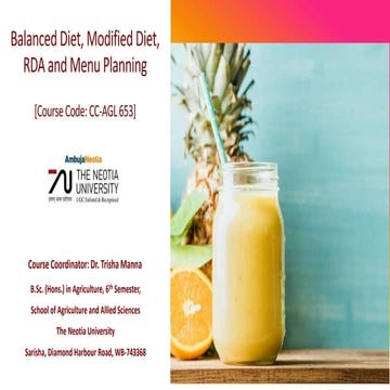 Balanced Diet, Modified Diet, RDA and Menu Planning.pptx