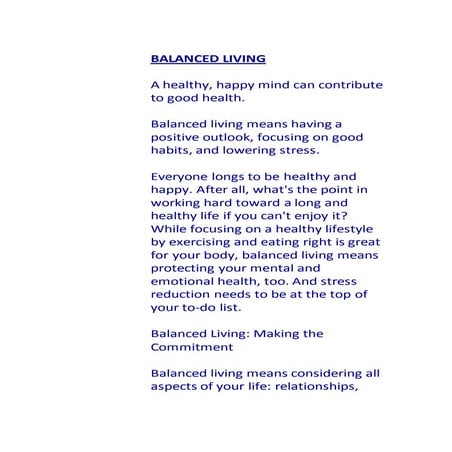 Balanced living | DOCX