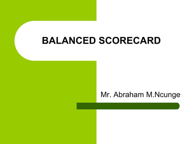 Balanced Scorecard Introduction | PPT