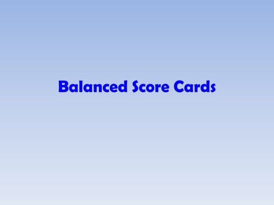 Balanced score card guest house | PPT