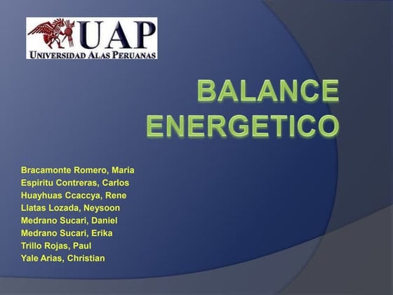 Balance energetico, adecuacion a la dieta | PPT