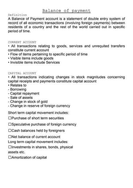 Balance of payments | PPT