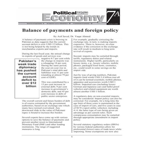 Pakistan: Balance of payments | PDF
