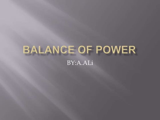 Balance Of Power | PPT