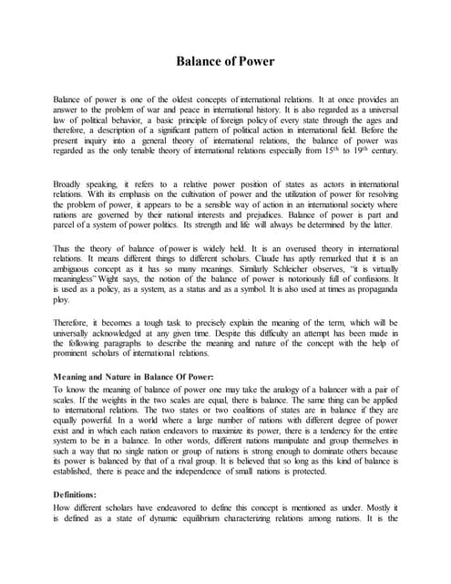 Types of Balance of Power | PPTX | Chemistry | Science