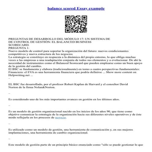 Balance Scored Essay Example | PDF